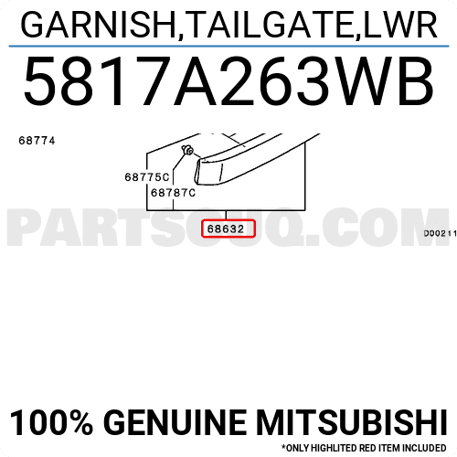 GARNISH,TAILGATE,LWR 5817A263WB | Mitsubishi Parts | PartSouq