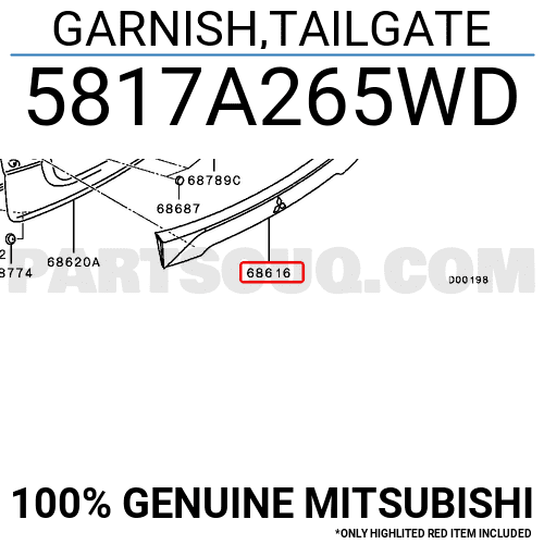 GARNISH,TAILGATE 5817A265WD | Mitsubishi Parts | PartSouq