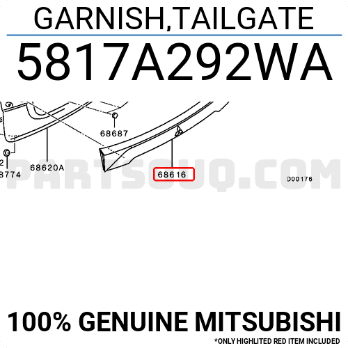 GARNISH,TAILGATE 5817A292WA | Mitsubishi Parts | PartSouq