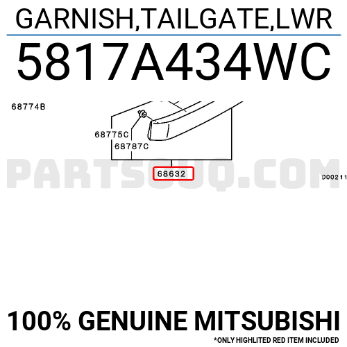 GARNISH,TAILGATE,LWR 5817A434WC | Mitsubishi Parts | PartSouq