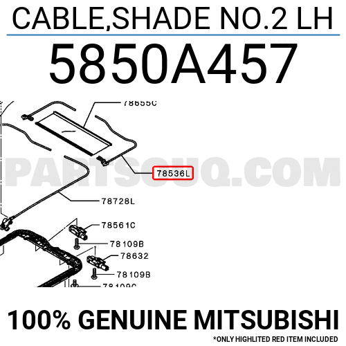 CABLE,SHADE NO.2 LH 5850A457 | Mitsubishi Parts | PartSouq