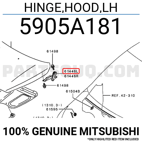 HINGE,HOOD,LH 5905A181 | Mitsubishi Parts | PartSouq