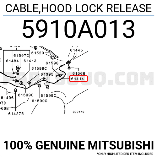 CABLE,HOOD LOCK RELEASE 5910A013 | Mitsubishi Parts | PartSouq