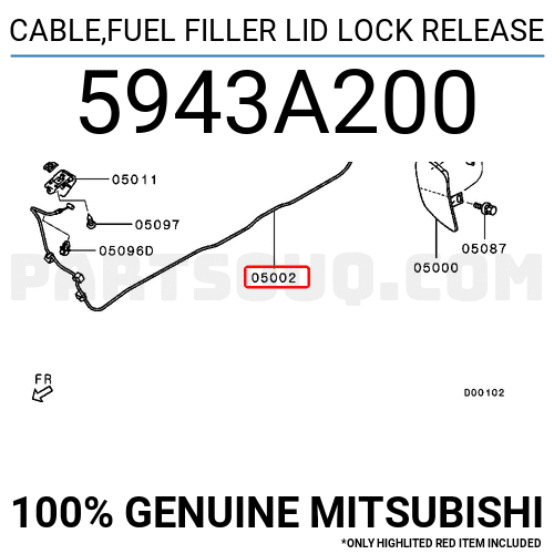 CABLE,FUEL FILLER LID LOCK RELEASE 5943A200 | Mitsubishi Parts | PartSouq