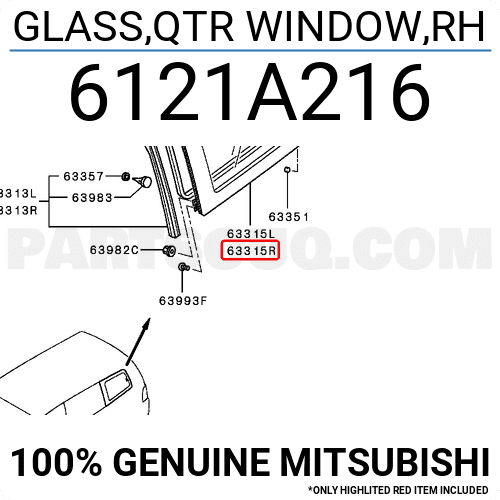 GLASS,QTR WINDOW,RH 6121A216 | Mitsubishi Parts | PartSouq