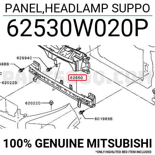 PANEL,HEADLAMP SUPPO 62530W020P | Mitsubishi Parts | PartSouq