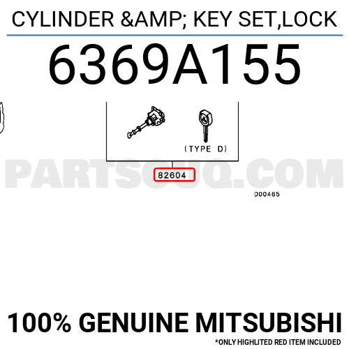 CYLINDER & KEY SET,LOCK 6369A155 | Mitsubishi Parts | PartSouq