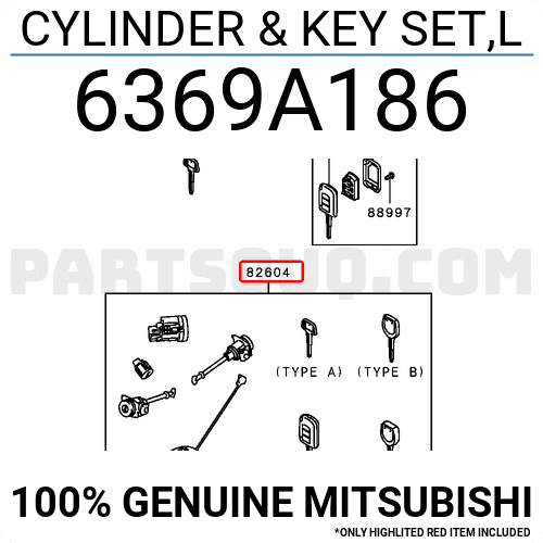 CYLINDER & KEY SET,L 6369A186 | Mitsubishi Parts | PartSouq