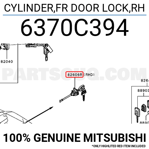 CYLINDER,FR DOOR LOCK,RH 6370C394 | Mitsubishi Parts | PartSouq
