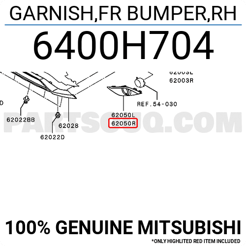 GARNISH,FR BUMPER,RH 6400H704 | Mitsubishi Parts | PartSouq