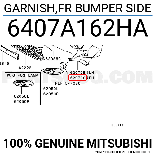 GARNISH,FR BUMPER SIDE 6407A162HA | Mitsubishi Parts | PartSouq