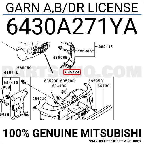 GARN A,B/DR LICENSE 6430A271YA | Mitsubishi Parts | PartSouq