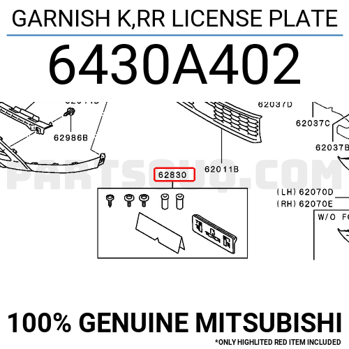 GARNISH K,RR LICENSE PLATE 6430A402 | Mitsubishi Parts | PartSouq