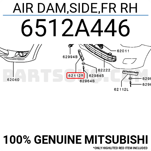 AIR DAM,SIDE,FR RH 6512A446 | Mitsubishi Parts | PartSouq