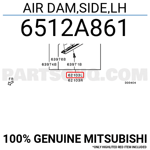 AIR DAM,SIDE,LH 6512A861 | Mitsubishi Parts | PartSouq