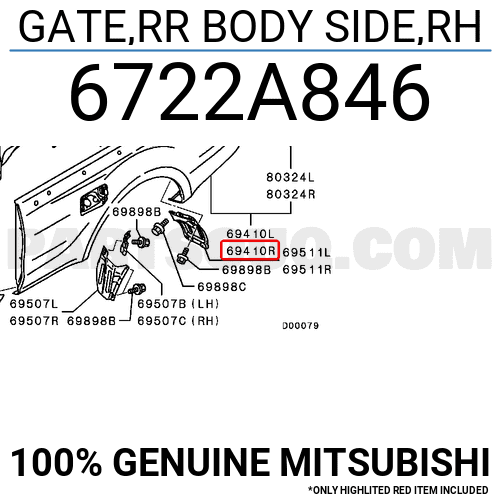 GATE,RR BODY SIDE,RH 6722A846 | Mitsubishi Parts | PartSouq