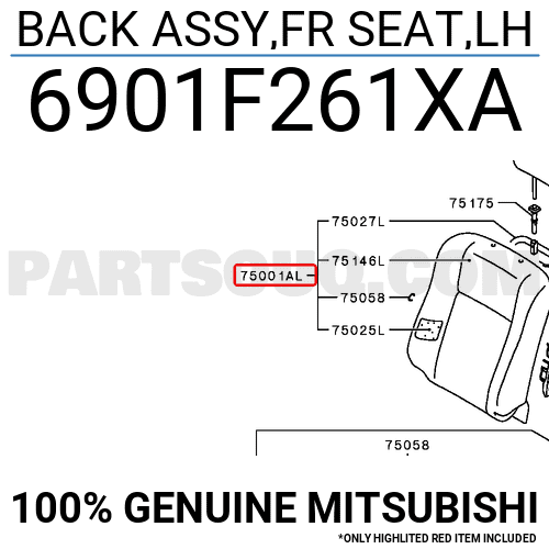 BACK ASSY,FR SEAT,LH 6901F261XA | Mitsubishi Parts | PartSouq