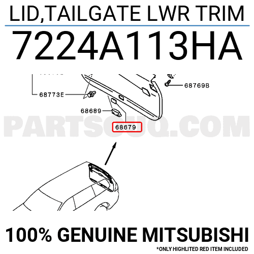 LID,TAILGATE LWR TRIM 7224A113HA | Mitsubishi Parts | PartSouq