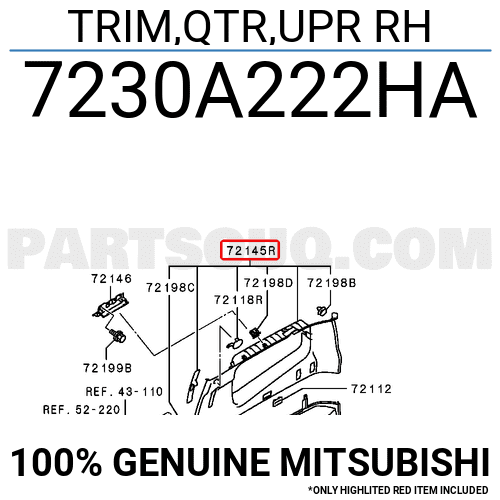 TRIM,QTR,UPR RH 7230A222HA | Mitsubishi Parts | PartSouq