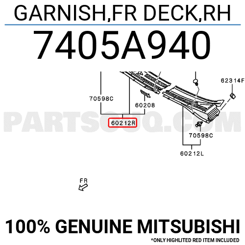 GARNISH,FR DECK,RH 7405A940 | Mitsubishi Parts | PartSouq