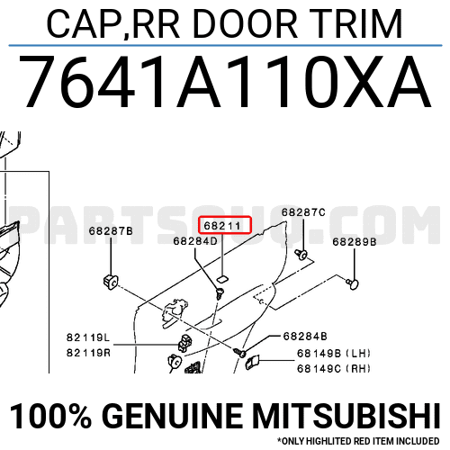 CAP,RR DOOR TRIM 7641A110XA | Mitsubishi Parts | PartSouq