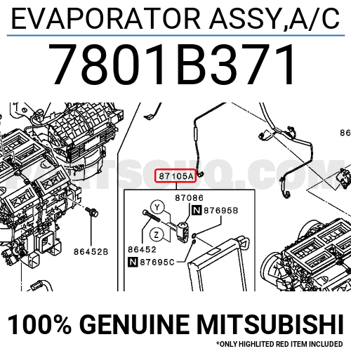 EVAPORATOR ASSY,A/C 7801B371 | Mitsubishi Parts | PartSouq