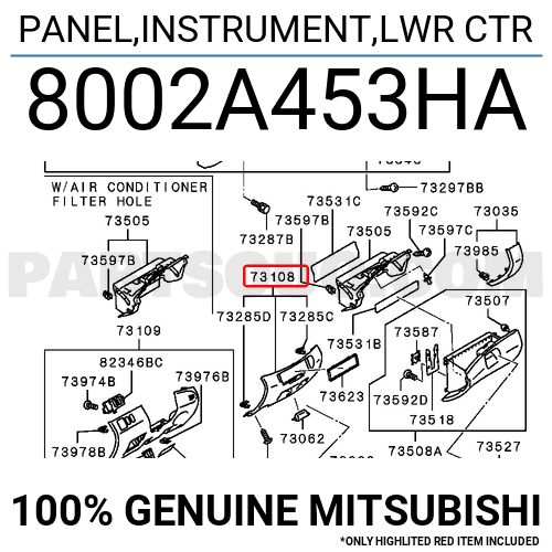 PANEL,INSTRUMENT,LWR CTR 8002A453HA | Mitsubishi Parts | PartSouq