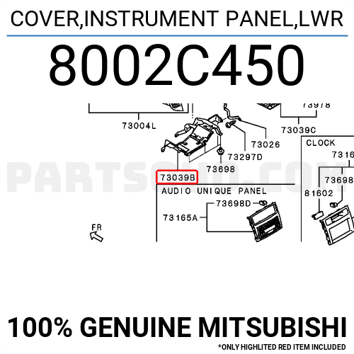 COVER,INSTRUMENT PANEL,LWR 8002C450 | Mitsubishi Parts | PartSouq
