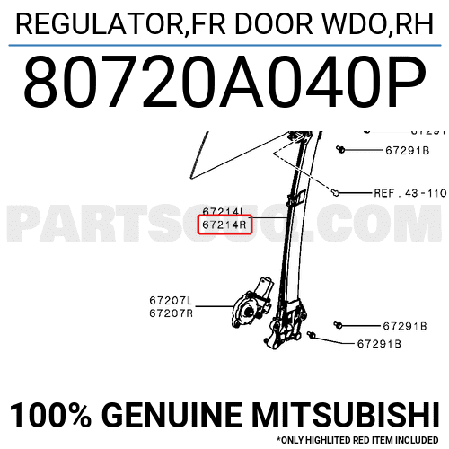 REGULATOR,FR DOOR WDO,RH 80720A040P | Mitsubishi Parts | PartSouq