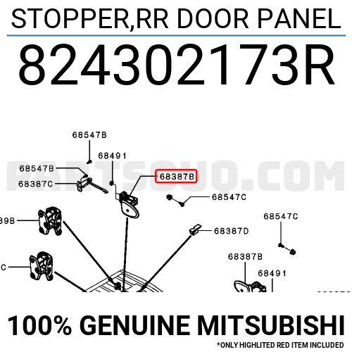 STOPPER,RR DOOR PANEL 824302173R | Mitsubishi Parts | PartSouq