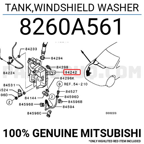 TANK,WINDSHIELD WASHER 8260A561 | Mitsubishi Parts | PartSouq