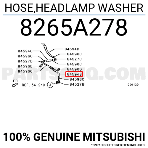 HOSE,HEADLAMP WASHER 8265A278 | Mitsubishi Parts | PartSouq