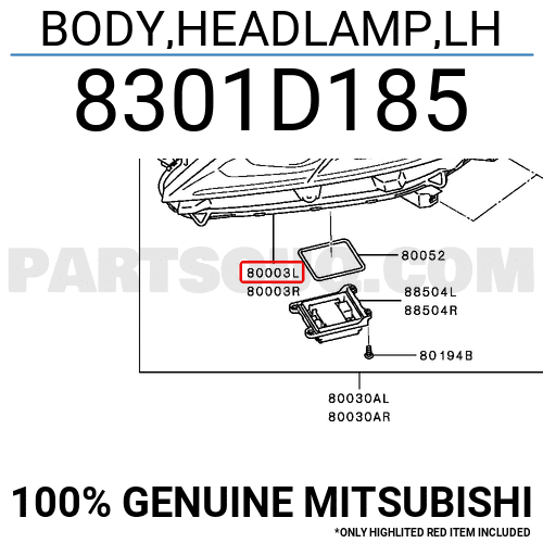 BODY,HEADLAMP,LH 8301D185 | Mitsubishi Parts | PartSouq