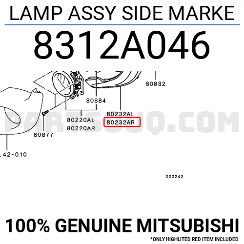 LAMP ASSY SIDE MARKE 8312A046 | Mitsubishi Parts | PartSouq
