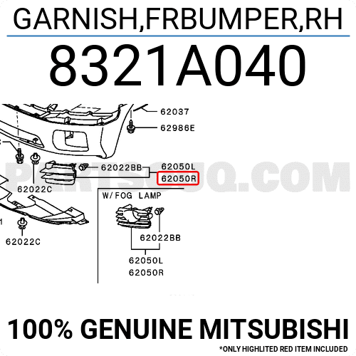 GARNISH,FRBUMPER,RH 8321A040 | Mitsubishi Parts | PartSouq