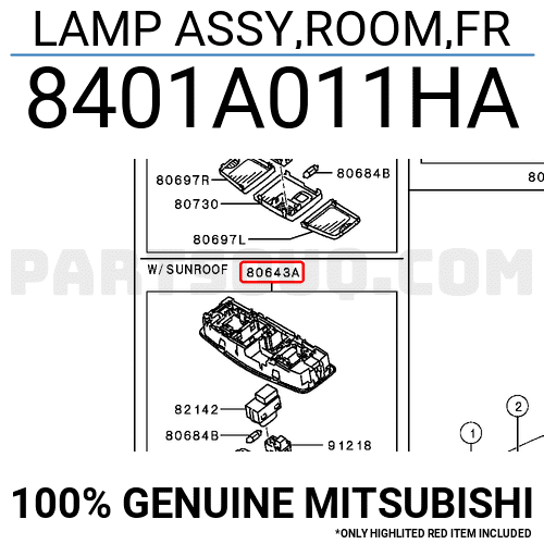 LAMP ASSY,ROOM,FR 8401A011HA | Mitsubishi Parts | PartSouq