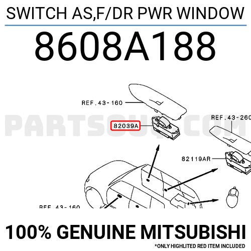SWITCH AS,F/DR PWR WINDOW 8608A188 | Mitsubishi Parts | PartSouq