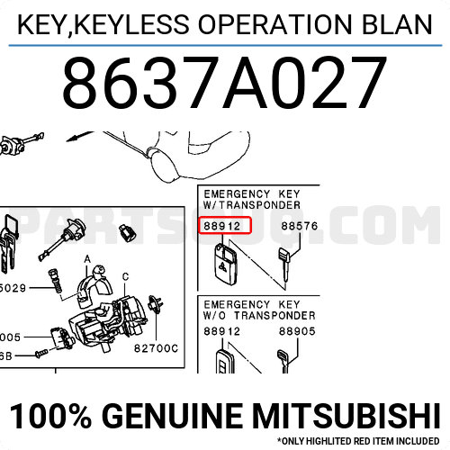 KEY,KEYLESS OPERATION BLAN 8637A027 | Mitsubishi Parts | PartSouq