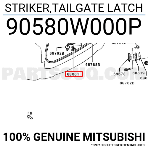 STRIKER,TAILGATE LATCH 90580W000P | Mitsubishi Parts | PartSouq