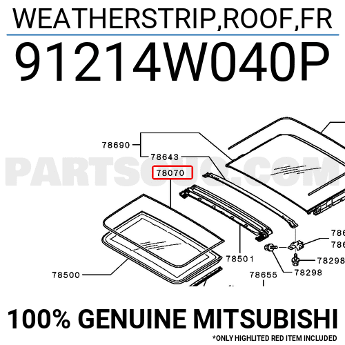 WEATHERSTRIP,ROOF,FR 91214W040P | Mitsubishi Parts | PartSouq