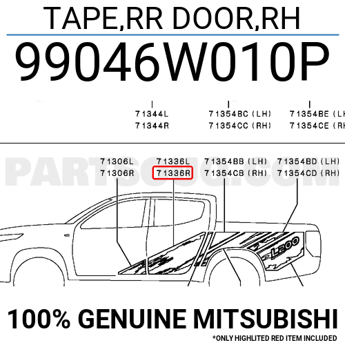 TAPE,RR DOOR,RH 99046W010P | Mitsubishi Parts | PartSouq
