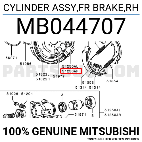 CYLINDER ASSY,FR BRAKE,RH MB044707 | Mitsubishi Parts | PartSouq