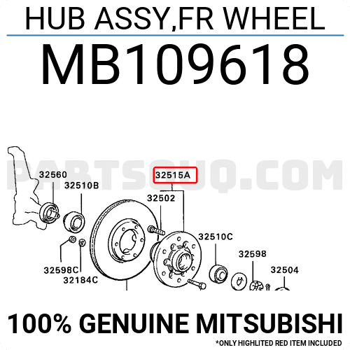 HUB ASSY,FR WHEEL MB109618 | Mitsubishi Parts | PartSouq