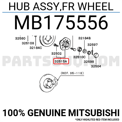HUB ASSY,FR WHEEL MB175556 | Mitsubishi Parts | PartSouq