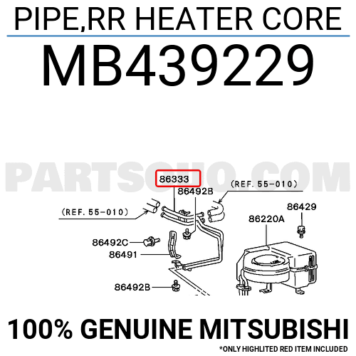 PIPE,RR HEATER CORE MB439229 | Mitsubishi Parts | PartSouq