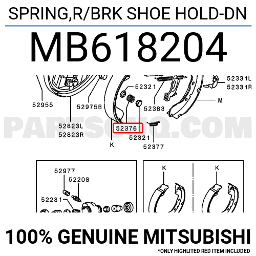 SPRING,R/BRK SHOE HOLD-DN MB618204 | Mitsubishi Parts | PartSouq