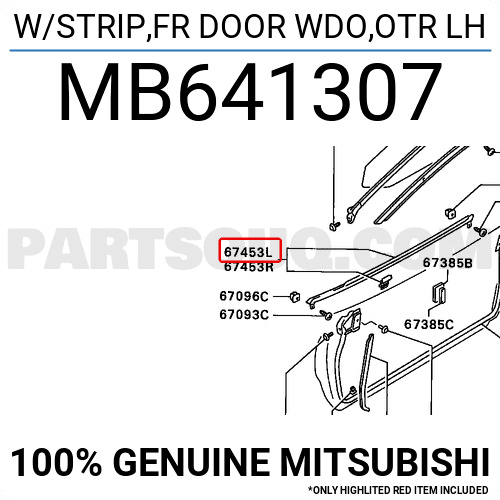 W/STRIP,FR DOOR WDO,OTR LH MB641307 | Mitsubishi Parts | PartSouq