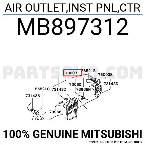 AIR OUTLET,INST PNL,CTR MB897312 | Mitsubishi Parts | PartSouq