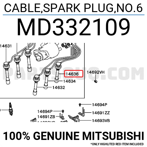 CABLE,SPARK PLUG,NO.6 MD332109 | Mitsubishi Parts | PartSouq