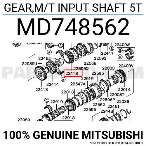 GEAR,M/T INPUT SHAFT 5T MD748562 | Mitsubishi Parts | PartSouq